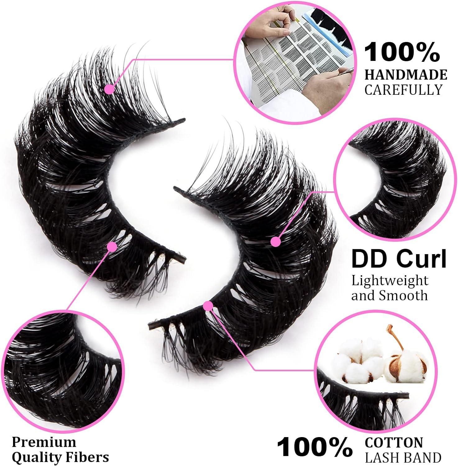 False Eyelashes 6D Mink - 9 Pairs Dramatic Fluffy Natural Curly Lashes ...