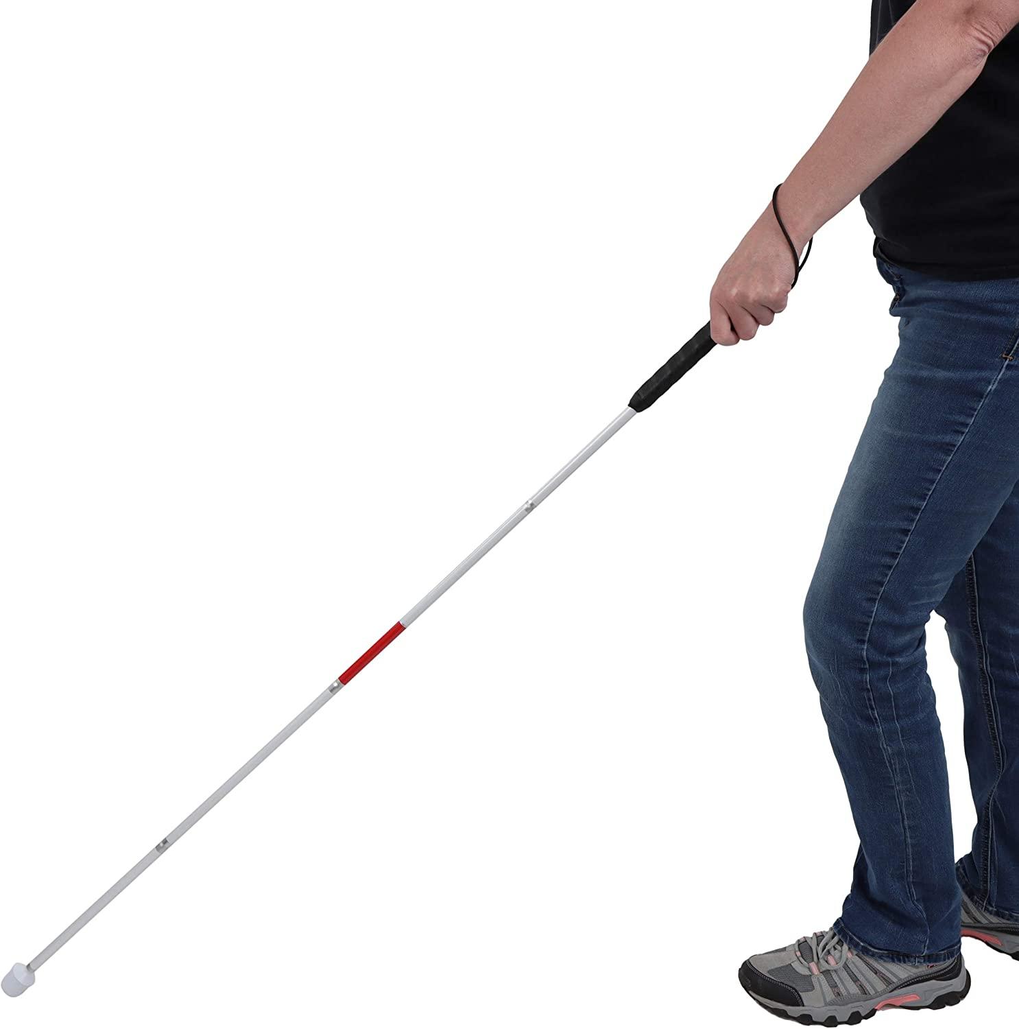 MonMed Red and White Folding Mobility Cane with Marshmallow Tip, 49 ...