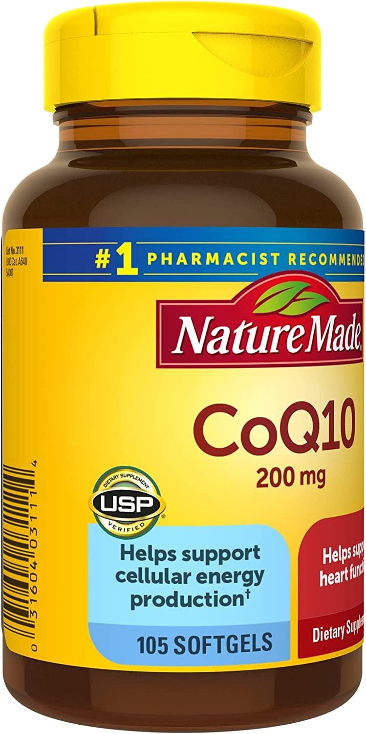 Nature Made CoQ10 200 mg Softgels for Heart Health Support - 105 Day ...