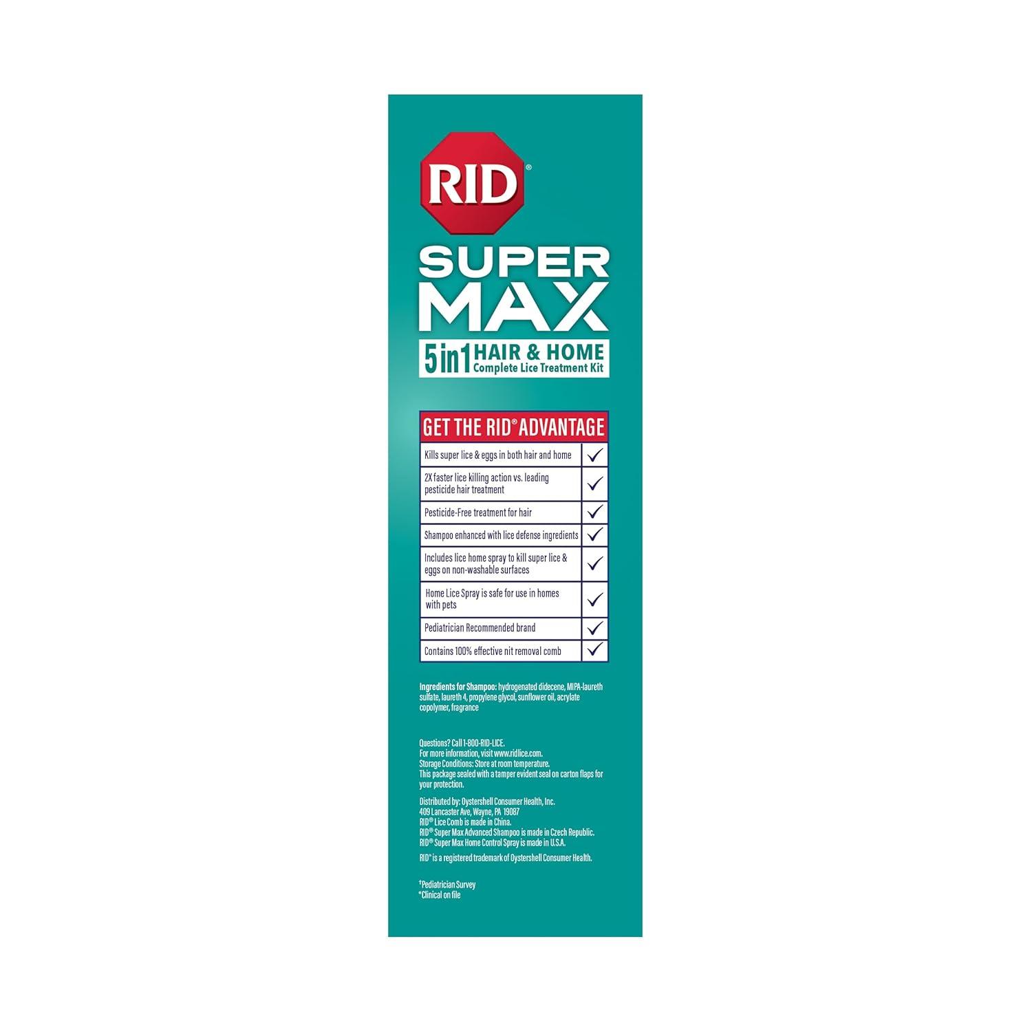 RID Super MAX 5-in-1 Lice Treatment Kit - Kills Super Lice & Eggs ...
