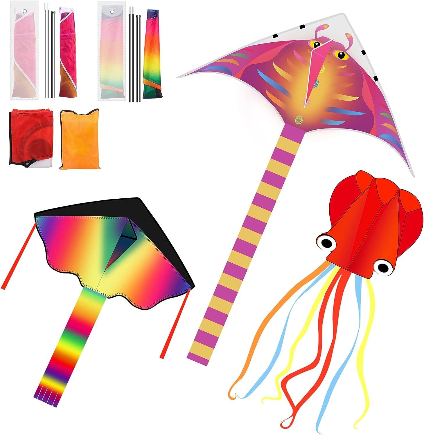 3 Pack Large Kites for Kids & Adults - Easy to Fly and Assemble ...