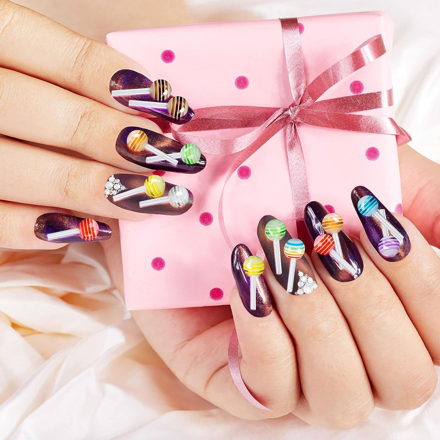 PAGOW Lollipop Candy Nail Art Charm 3D Acrylic Decoration - 100 Mini ...