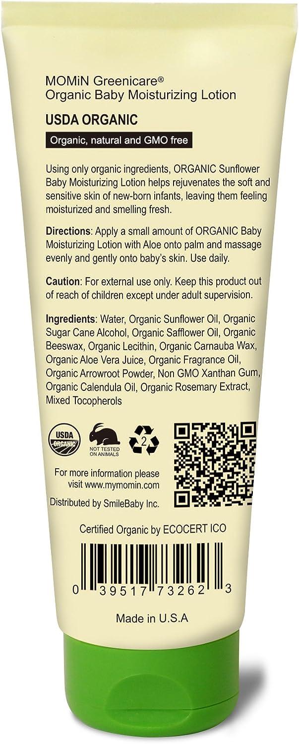 MOMiN Organic Baby Daily Lotion with Aloe & Sunflower Oil 6 Fl. Oz ...