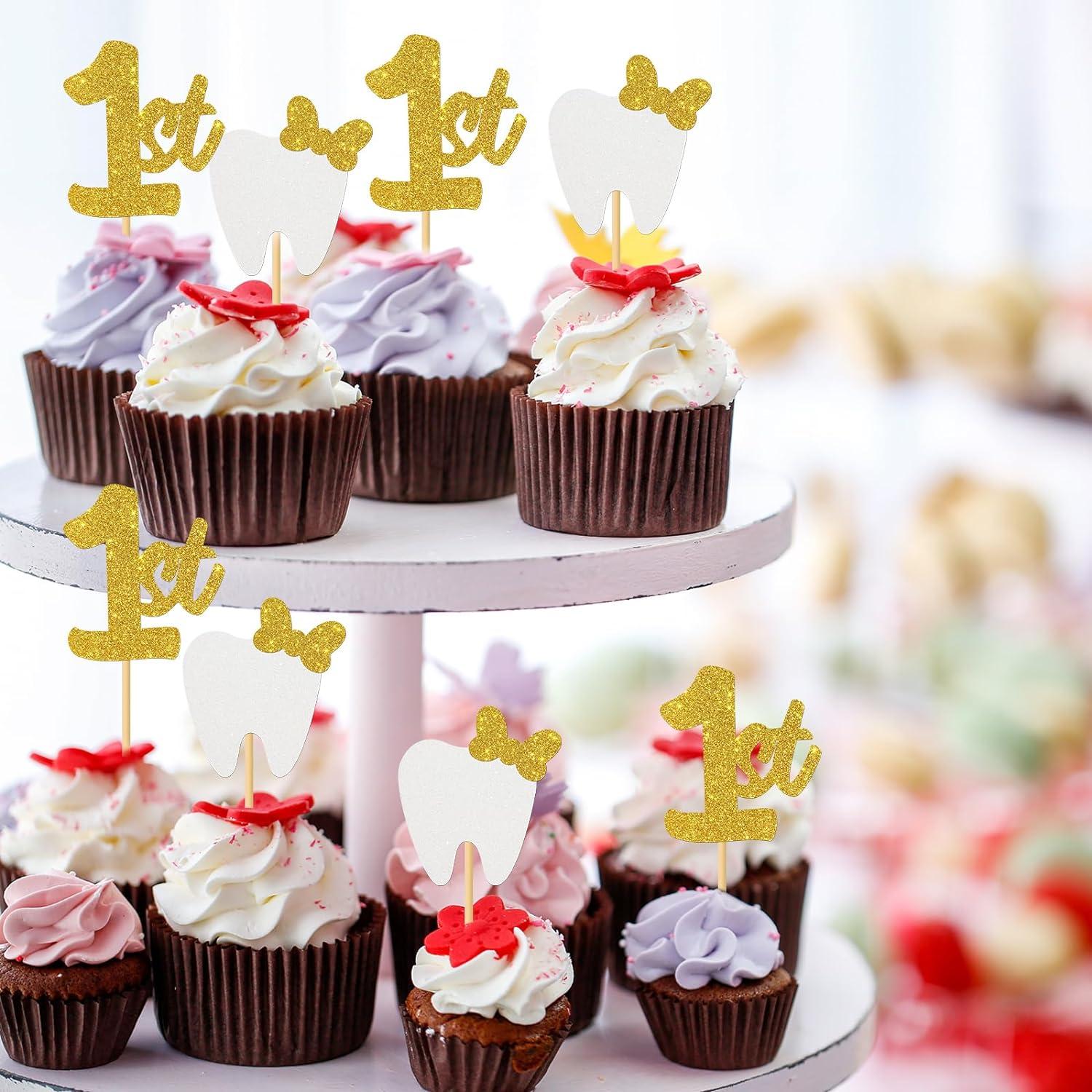 MonMon & Craft 1st Tooth Cupcake Toppers/Baby Shower Tooth Cupcake ...