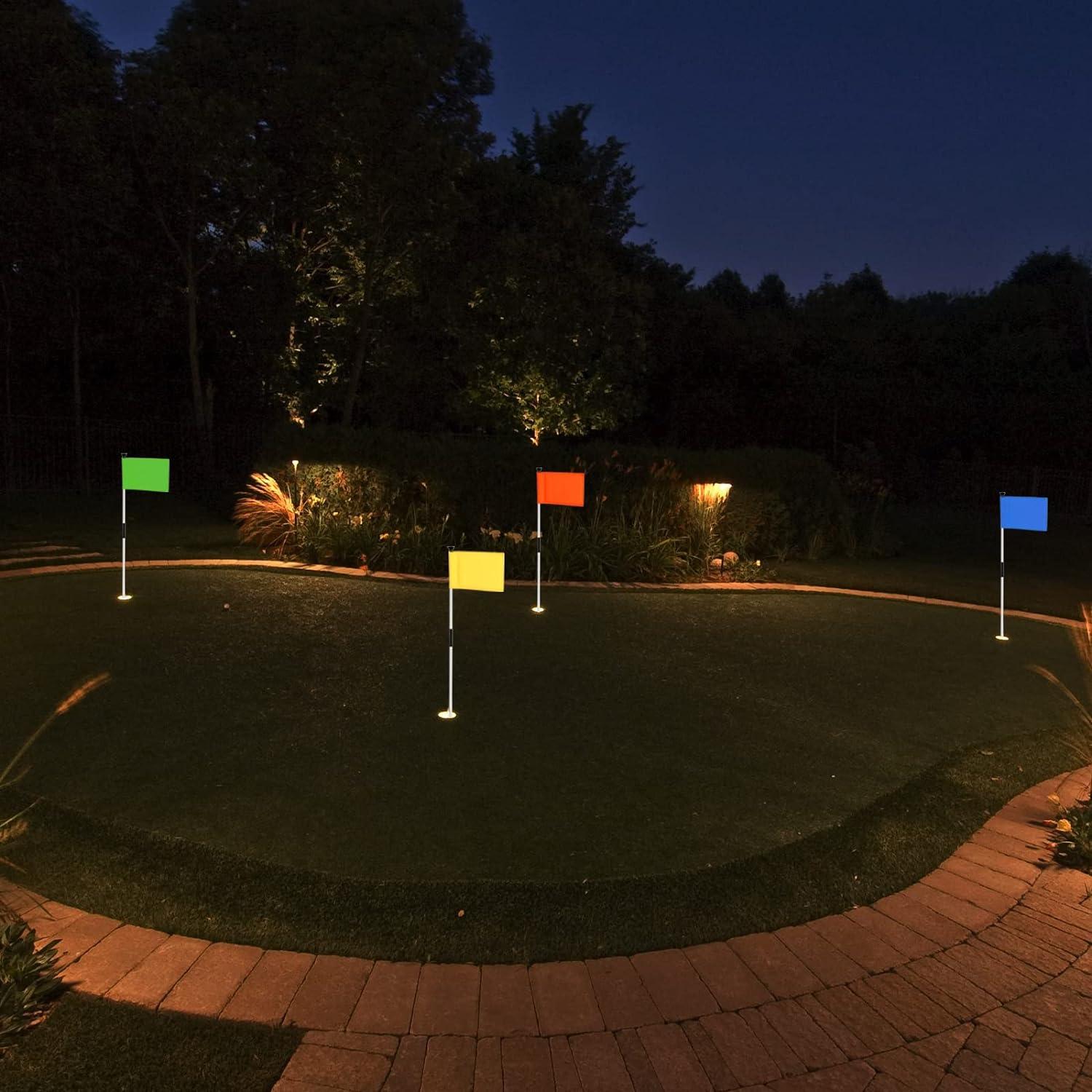 KINGTOP Double Sided Glow Golf Flag 4-Pack - 8x6 Inch Putting Green ...