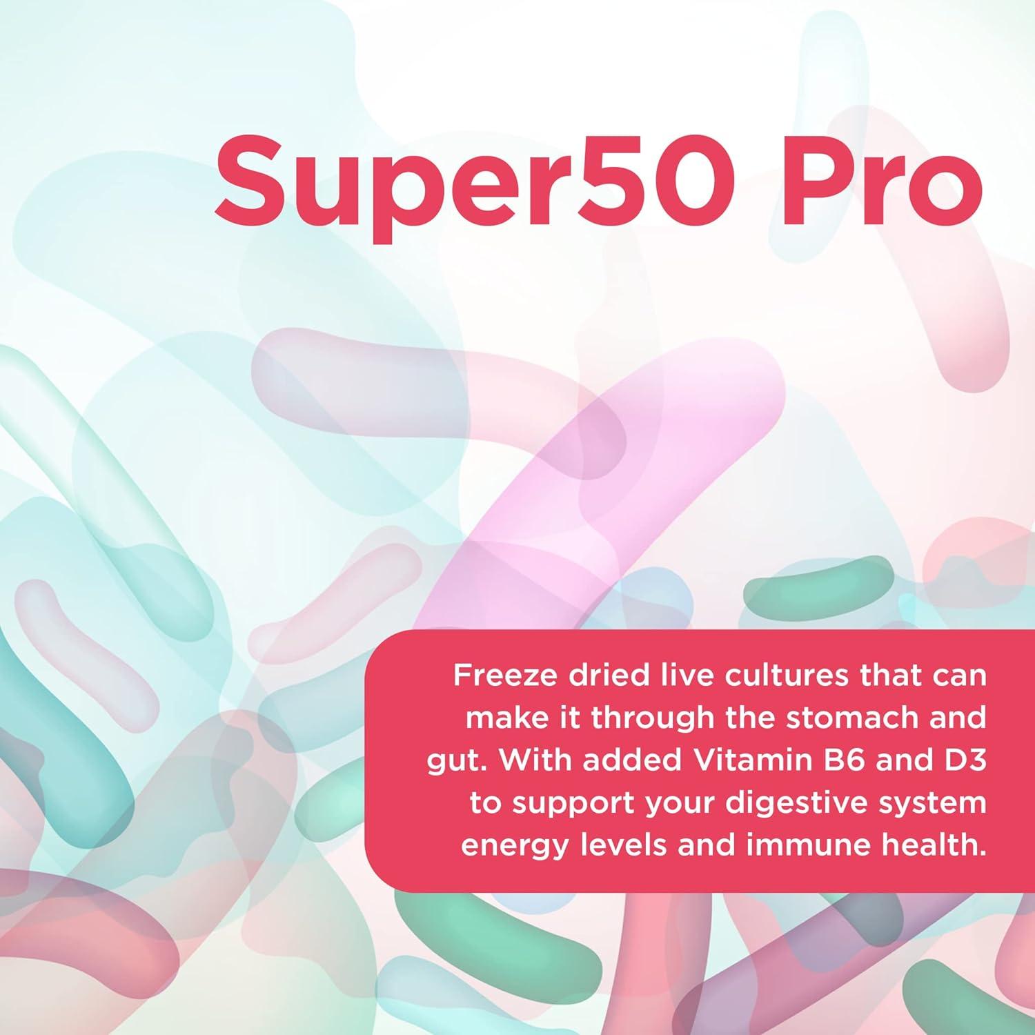Healthspan Super50 Probiotic with Vitamin D3 - 50 Billion Live Cultures ...