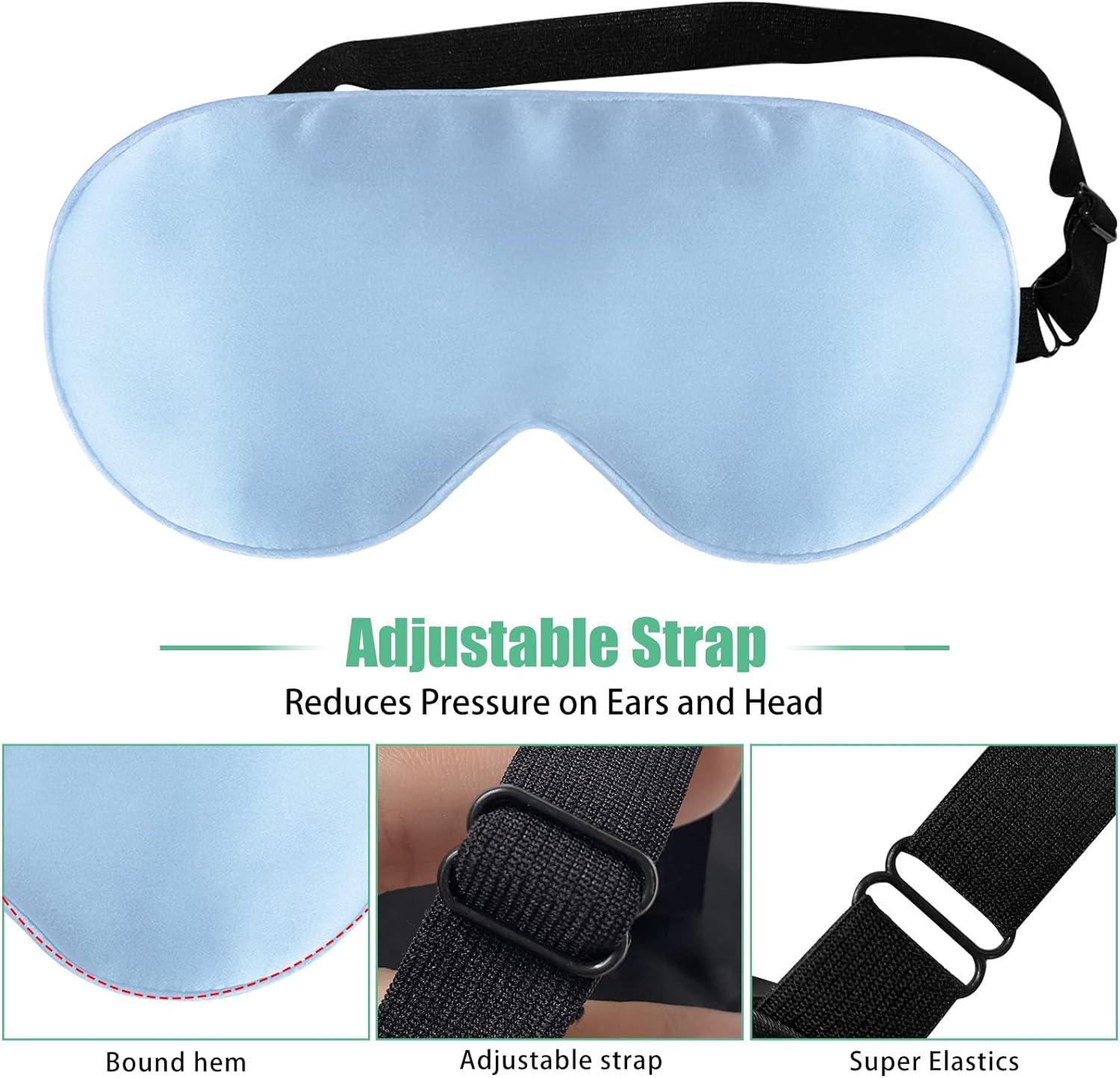 4 Pack Silk Sleep Masks in Pastel Blue and Black - Ultimate Sleep ...