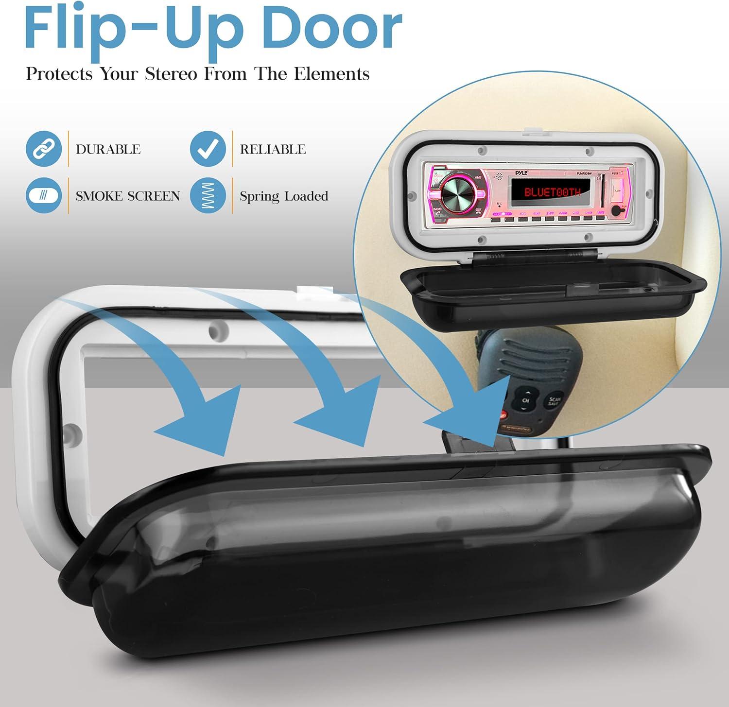 Pyle PLMRCW1 Water Resistant Marine Stereo Cover - Smoke Colored Heavy ...