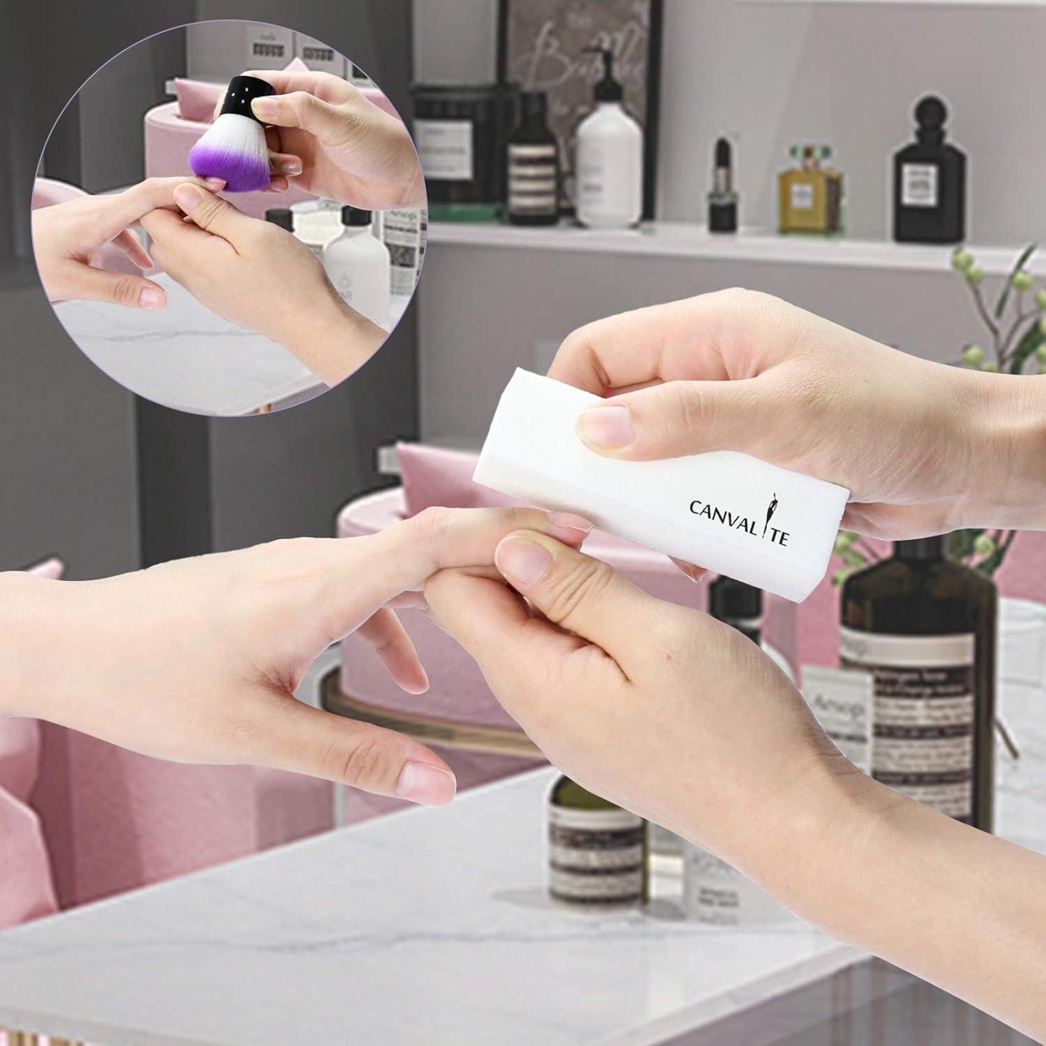 Canvalite 10Pcs White Nail Buffer Block with Nail Brush - 120 Grit ...