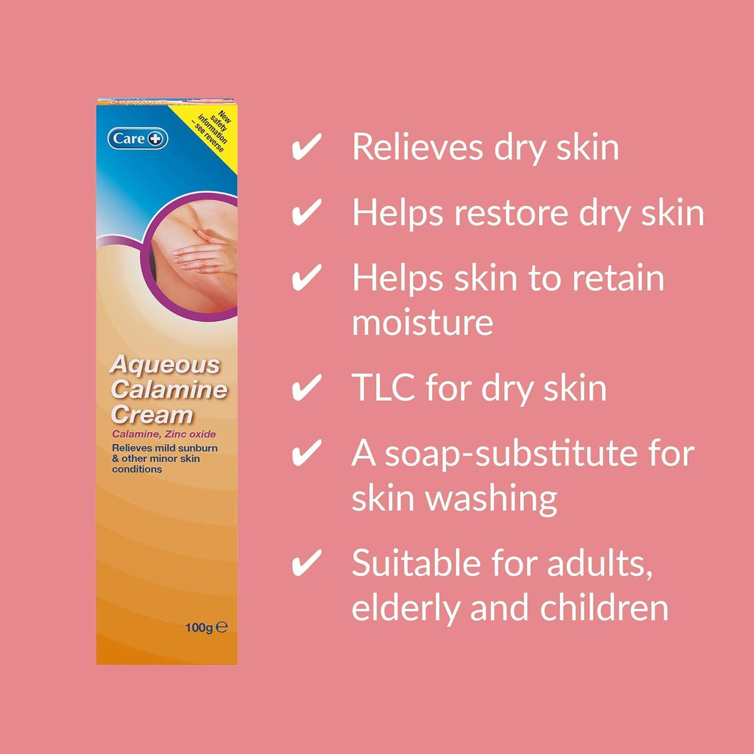 Care Aqueous Calamine Cream 100 - Soothes Mild Sunburn & Skin Conditions