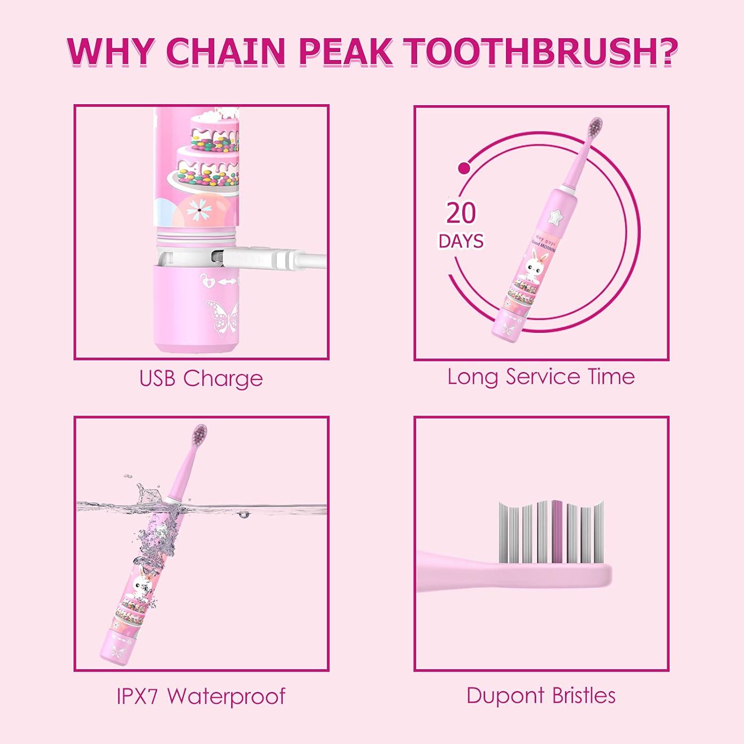 CHAIN PEAK Musical Kids Sonic Electric Toothbrush Rechargeable Smart ...