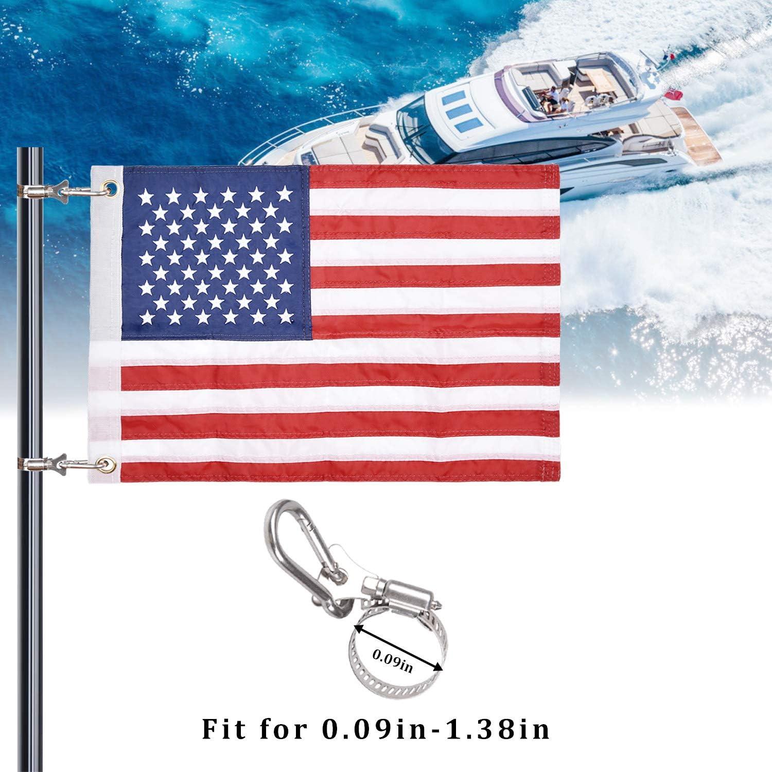 12x18 Marine Boat Flag w/ 4 Pole Kits - USA Flag 50 Embroidered Stars ...