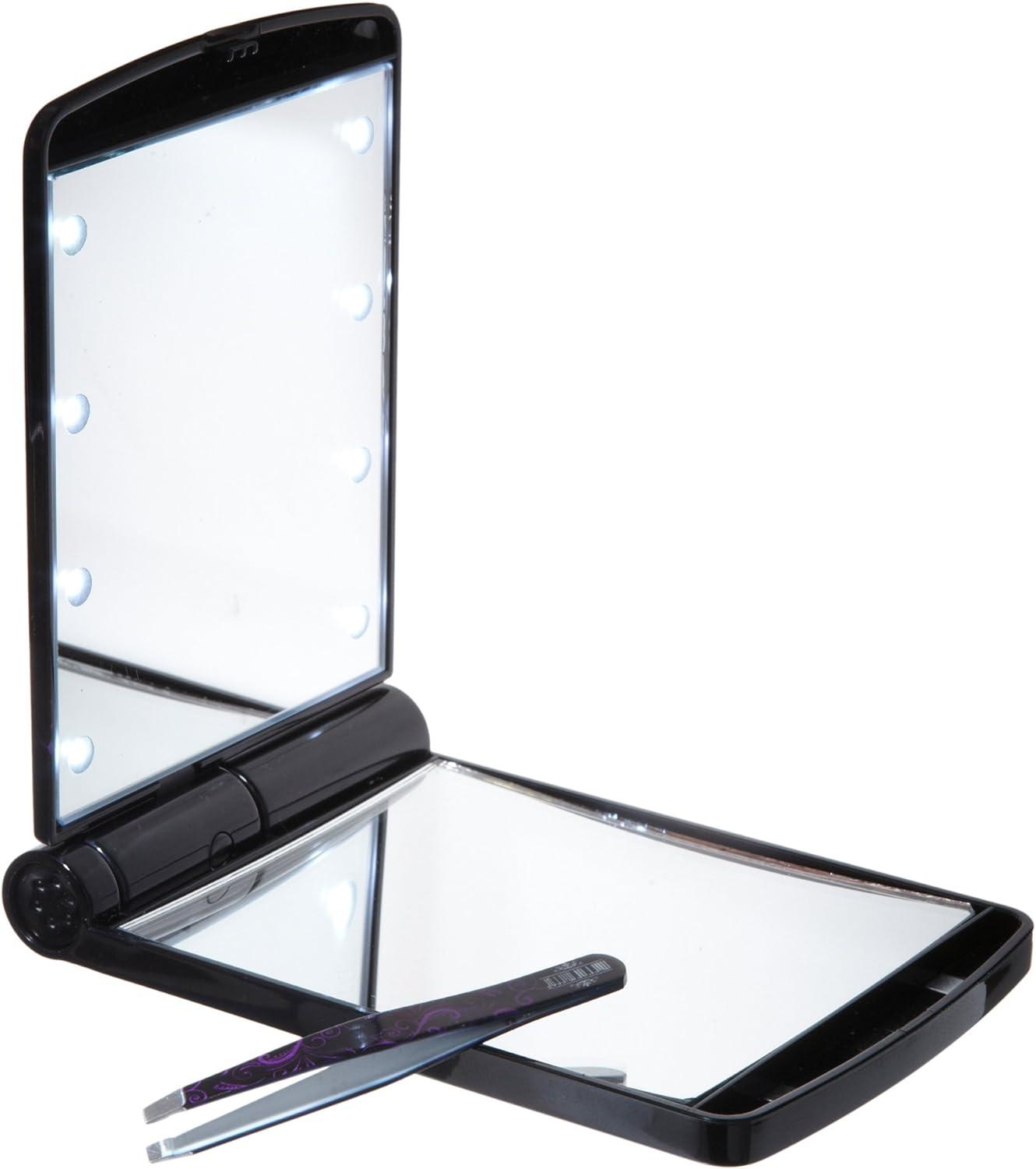 Jml Compact Led Light Up Mirror Tweezer Set 5x Magnification