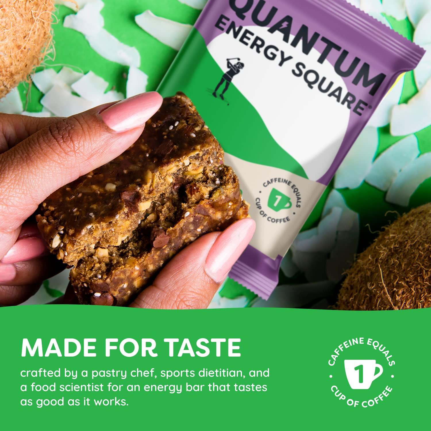 QUANTUM Energy Square Organic Caffeinated Protein Bars 10g Plant Based ...