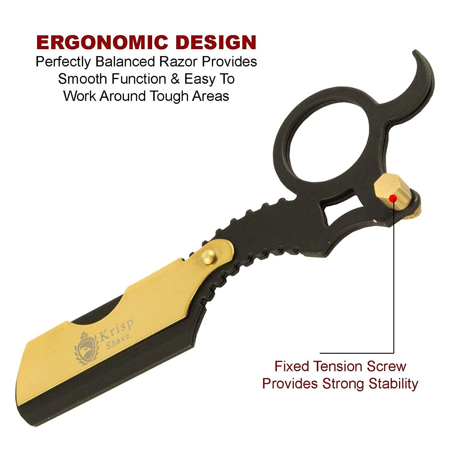 Krisp Shave Professional Classic Straight Edge Barber Razor for Close ...