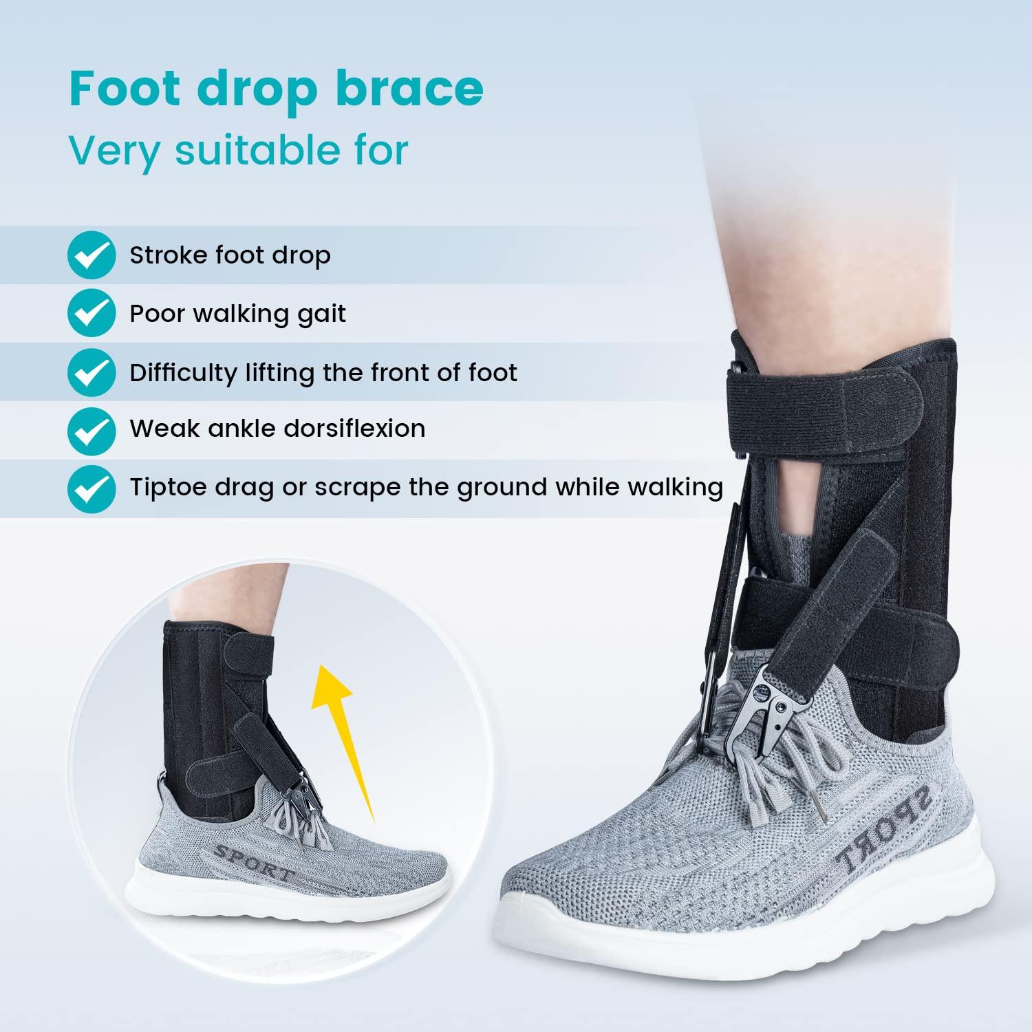 Sylong AFO Foot Drop Brace for Walking with Shoes - Left & Right (S/M ...