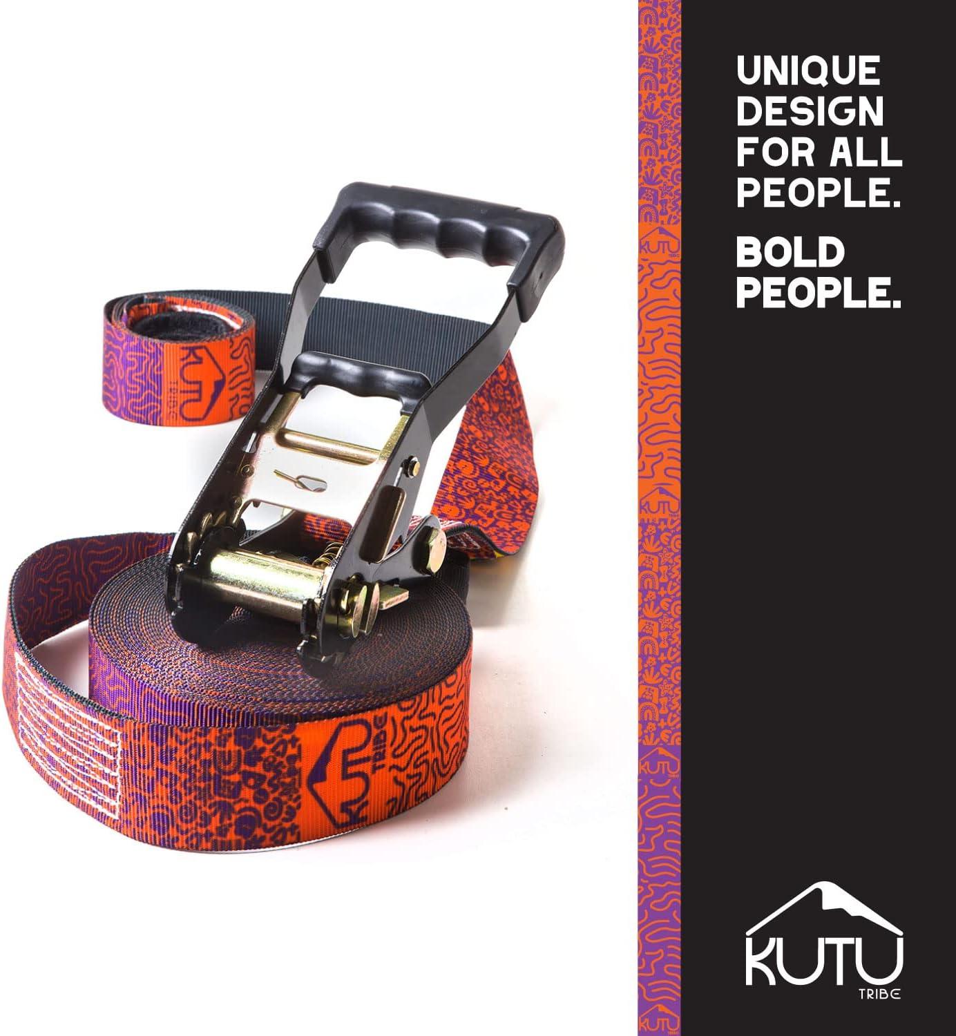 Kutu Tribe 60 ft Slackline Kit with Tree Protectors, Arm Trainer ...