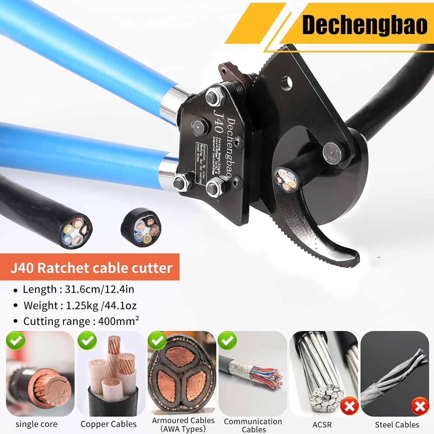 Dechengbao J40 Heavy Duty Ratchet Cable Cutter for Aluminum and Copper ...
