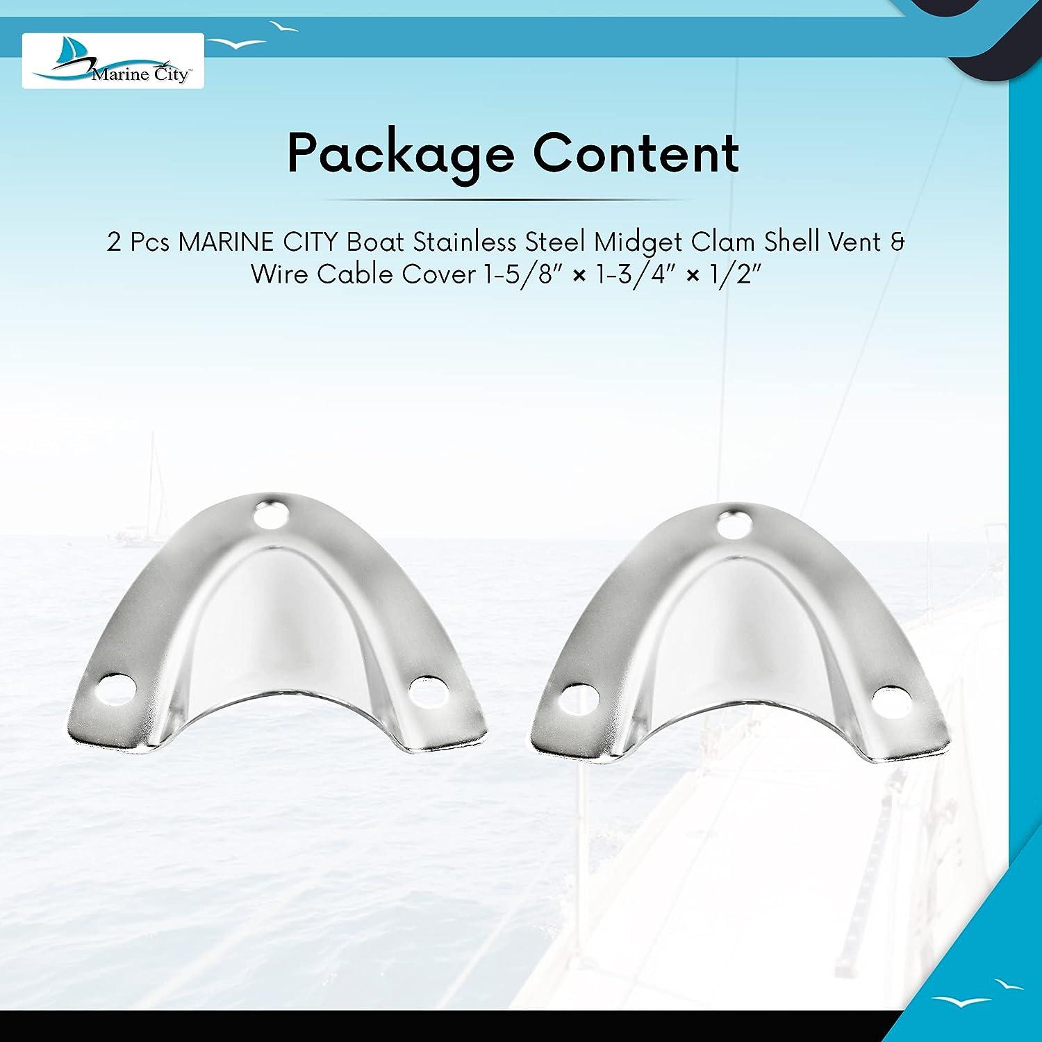 MARINE CITY Stainless Steel Midget Clam Shell Vent Wire Cable Cover ...