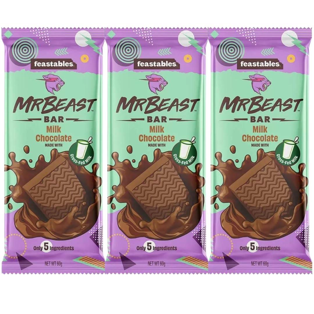 Milk Chocolates Bundle With Feastables Milk Chocolate Bar 60g (3 Pack ...