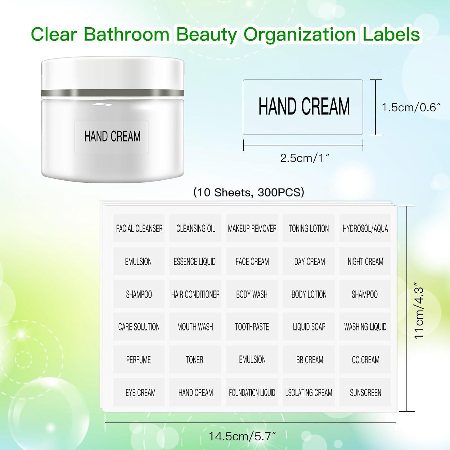 KSIWRE 300 PCS Waterproof Labels for Travel Size Bottles Clear Bathroom ...