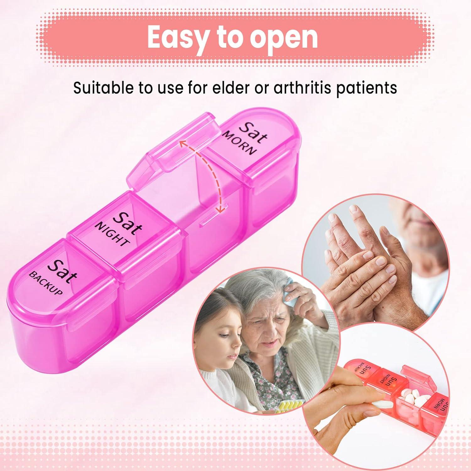 Pill Box 4 Times a Day 7 Days Pill Organiser Box with 28 Compartments ...