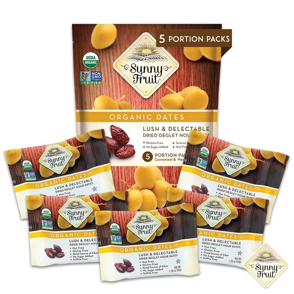 Organic Pitted Dried Dates - Sunny Fruit - (5) 1.76oz Portion Packs ...