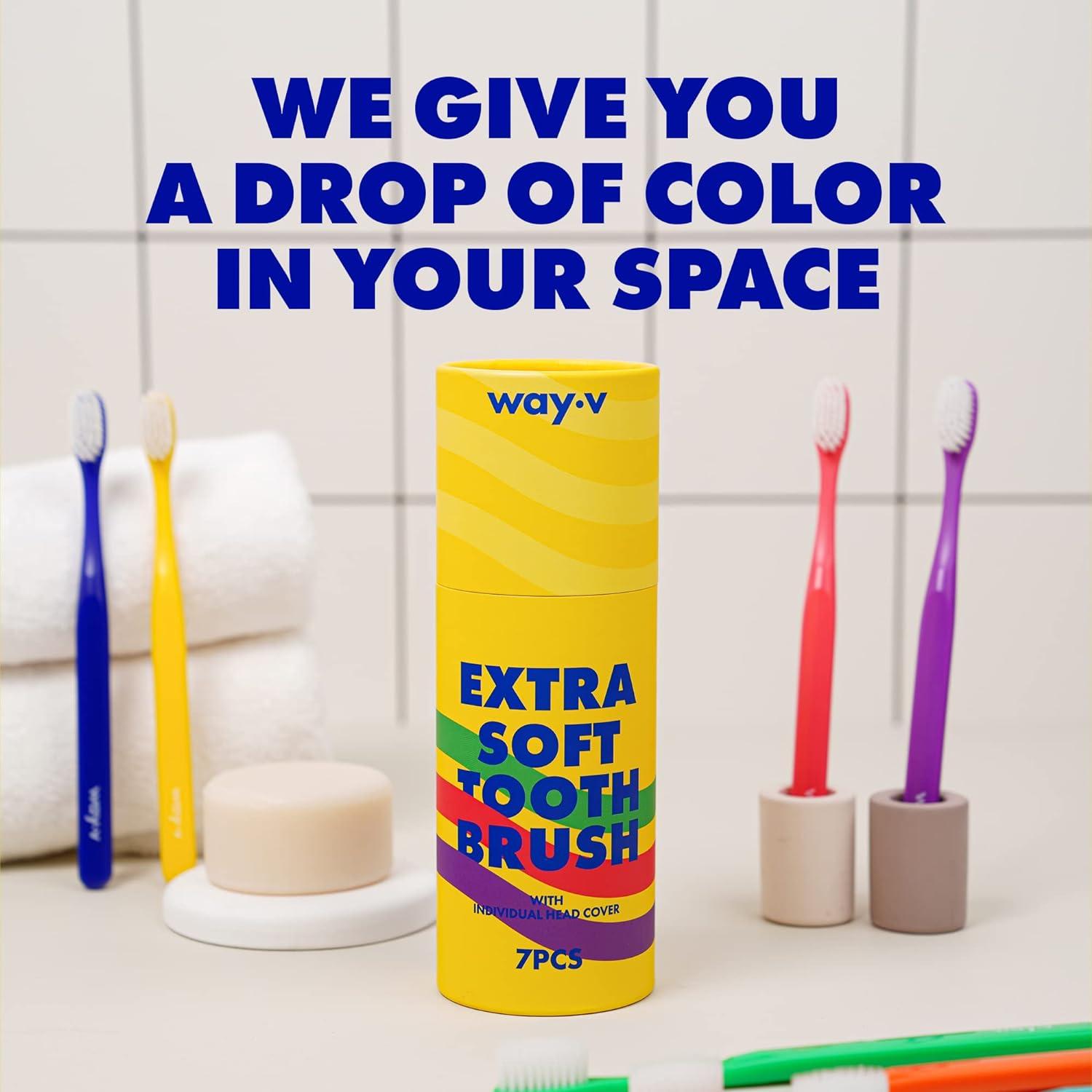 WAY.V Extra Soft Toothbrush with Individual Head Covers 7 Pcs Soft ...