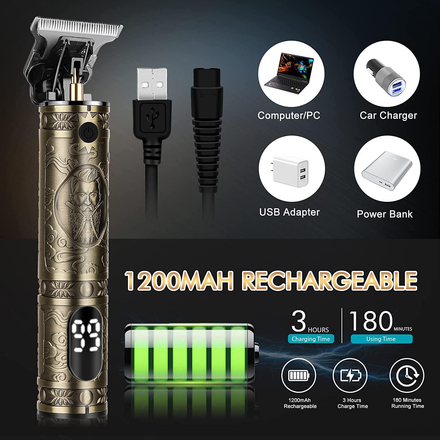 Professional T-Blade Cordless Hair Trimmer for Men - Zero Gap Electric ...