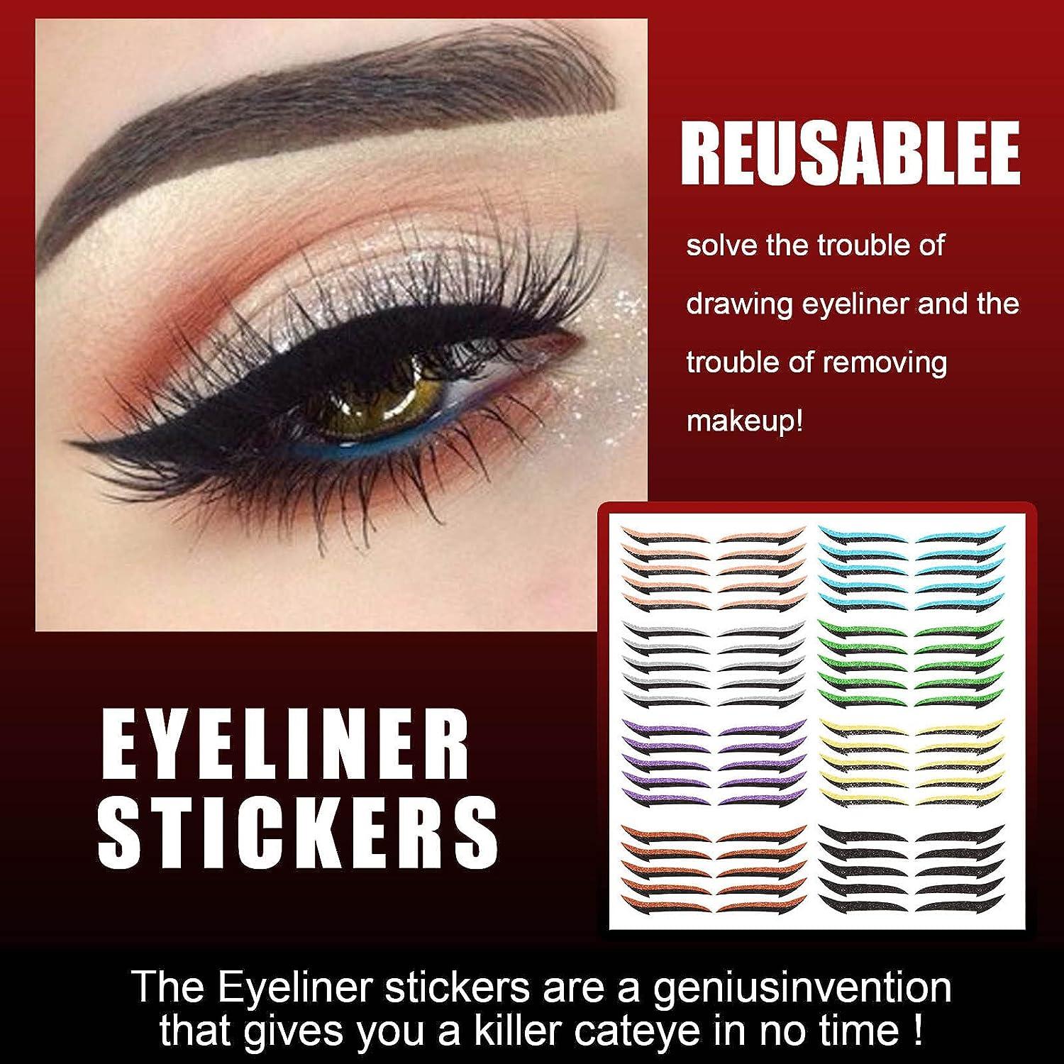 convinced8 Glitter Eyeliner Stickers, Eye Makeup Stickers - 5/6/20/40 ...