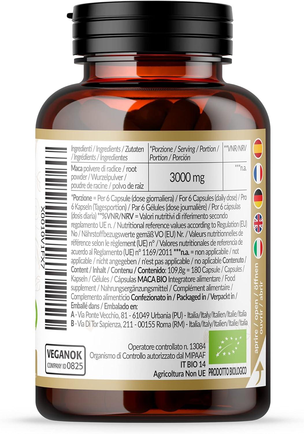 Organic Maca Capsules 500mg - 180 Capsules | Gelatinised Peruvian Maca ...