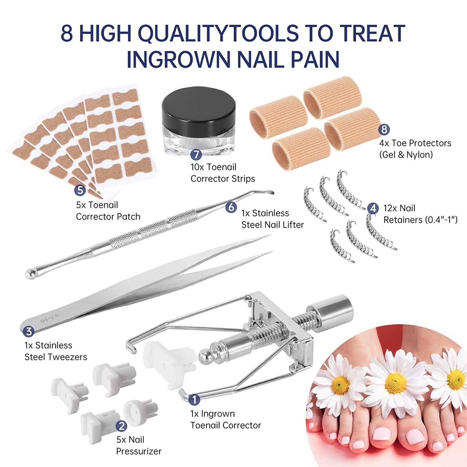 Ingrown Toenail Treatment Kit with 12 Podiatry Braces | Corrector Tool ...