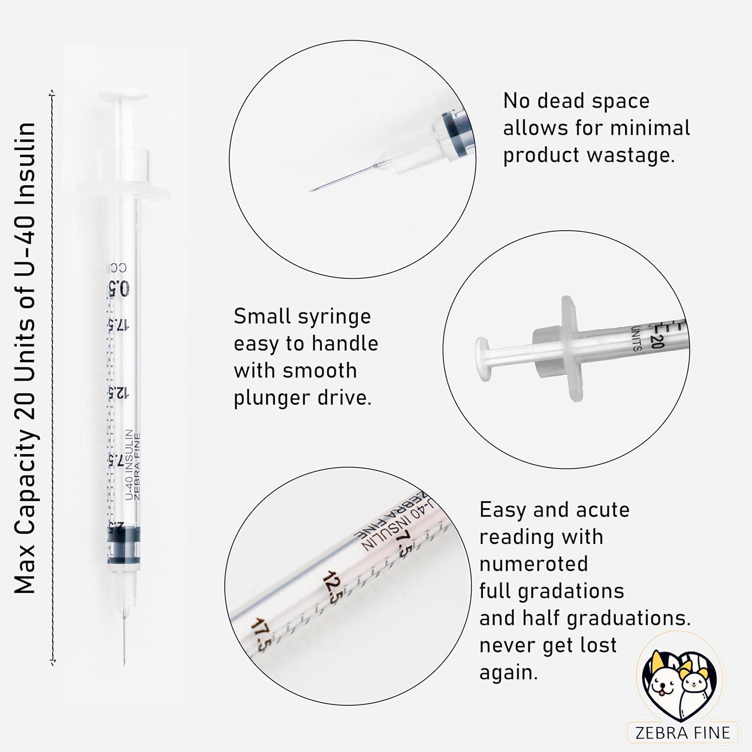 U-40 Pet Insulin Syringes 30G 1/2cc - Safe & Comfortable 100 Pack for ...
