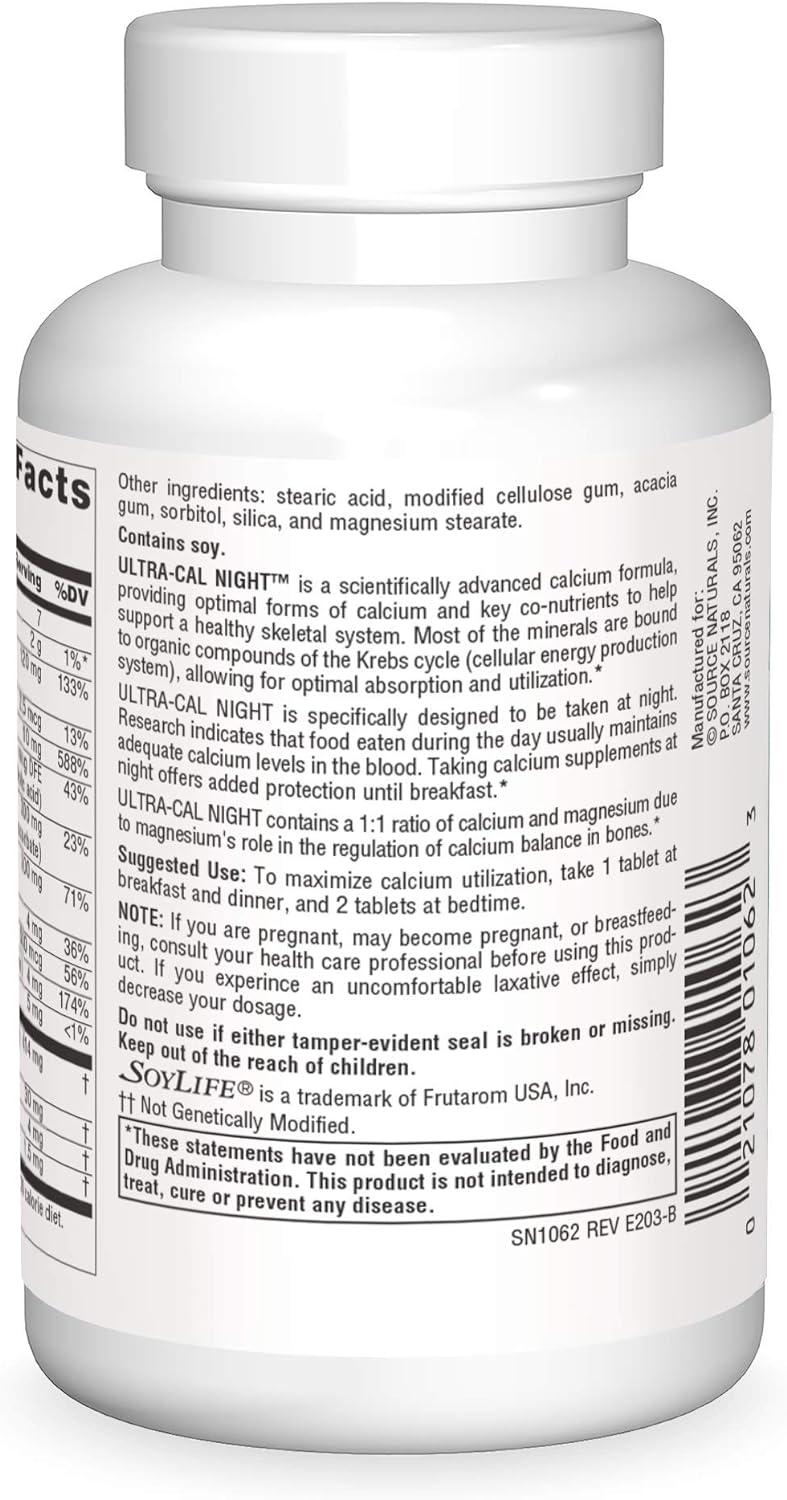 Source Naturals Ultra-Cal Night Calcium Complex 60 Tabs - Restorative ...