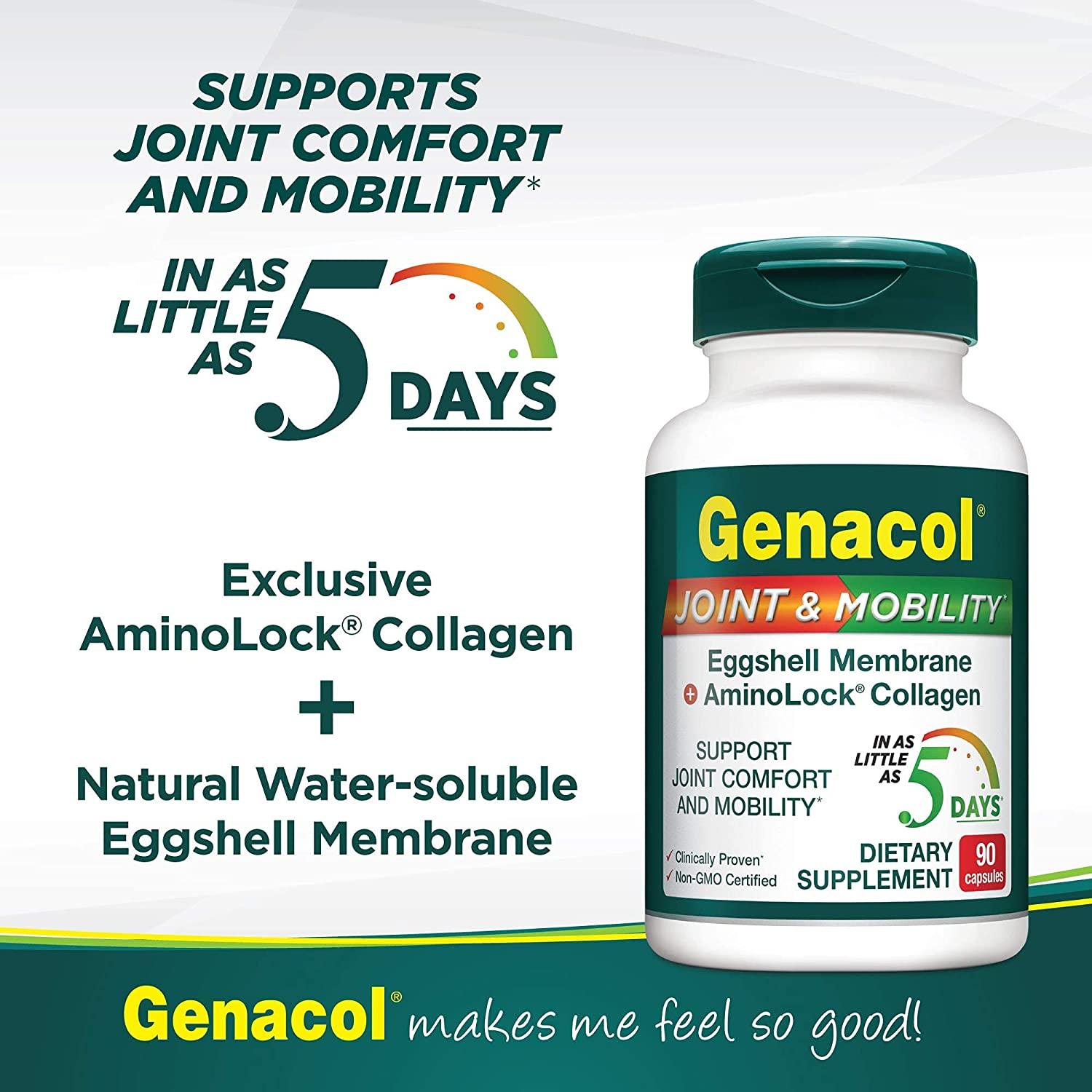 Genacol Eggshell Membrane + Collagen Joint Supplement (90 Capsules) - Natural Source of ...