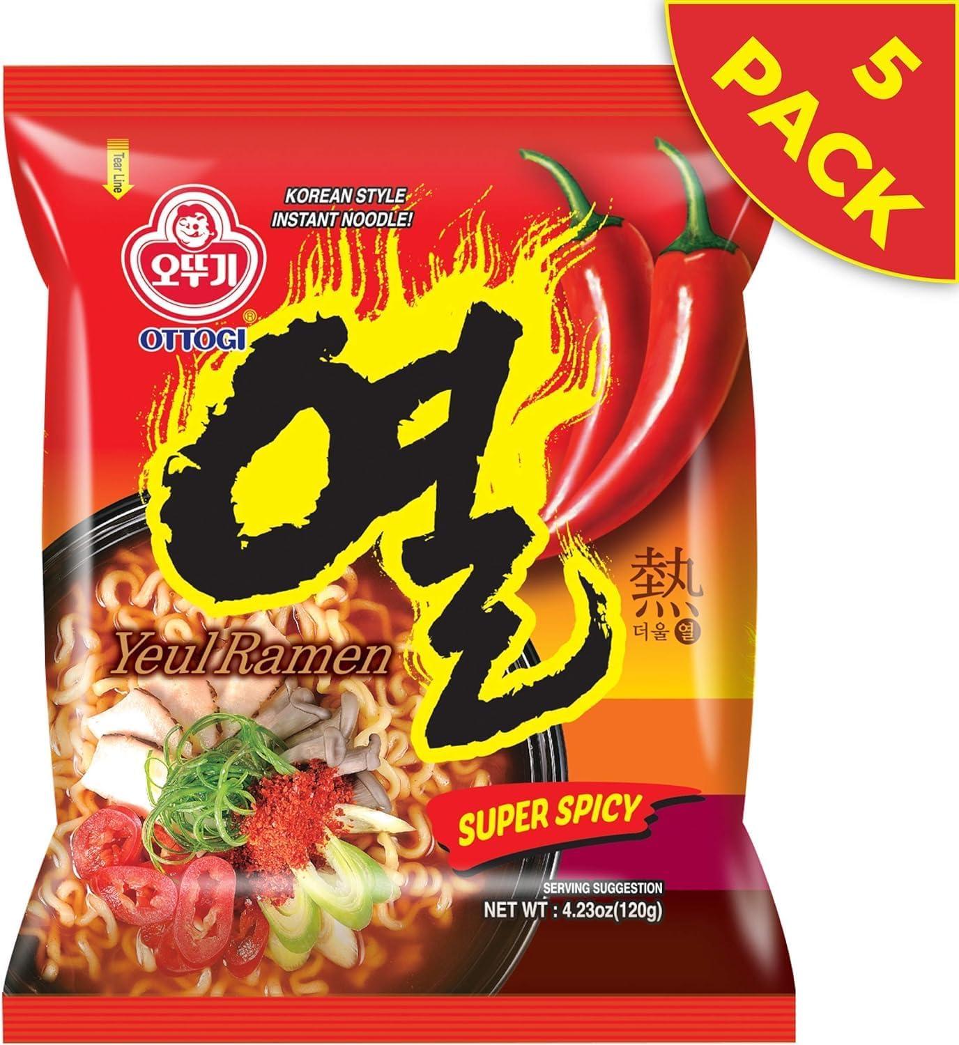 Ottogi YEUL Super Spicy Ramen Ramyun Korean Instant Noodles 120g (5 ...