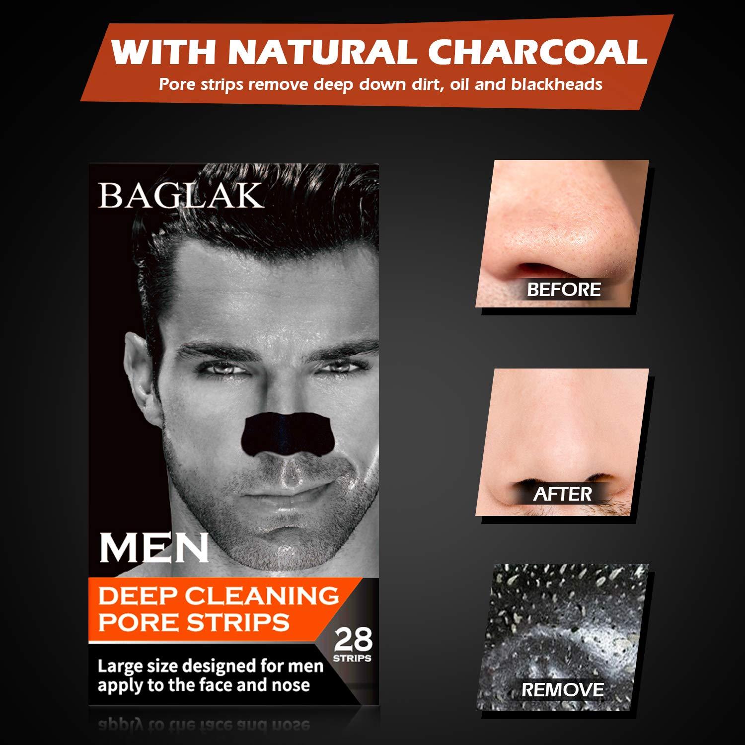 Men Blackhead Pore Strips (28 Strips) Bamboo Charcoal Deep Cleansing ...