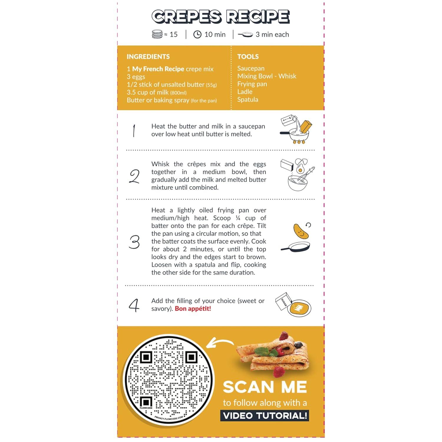 French Crepe Mix - Traditional & Authentic Recipe for 15 Crepes ...