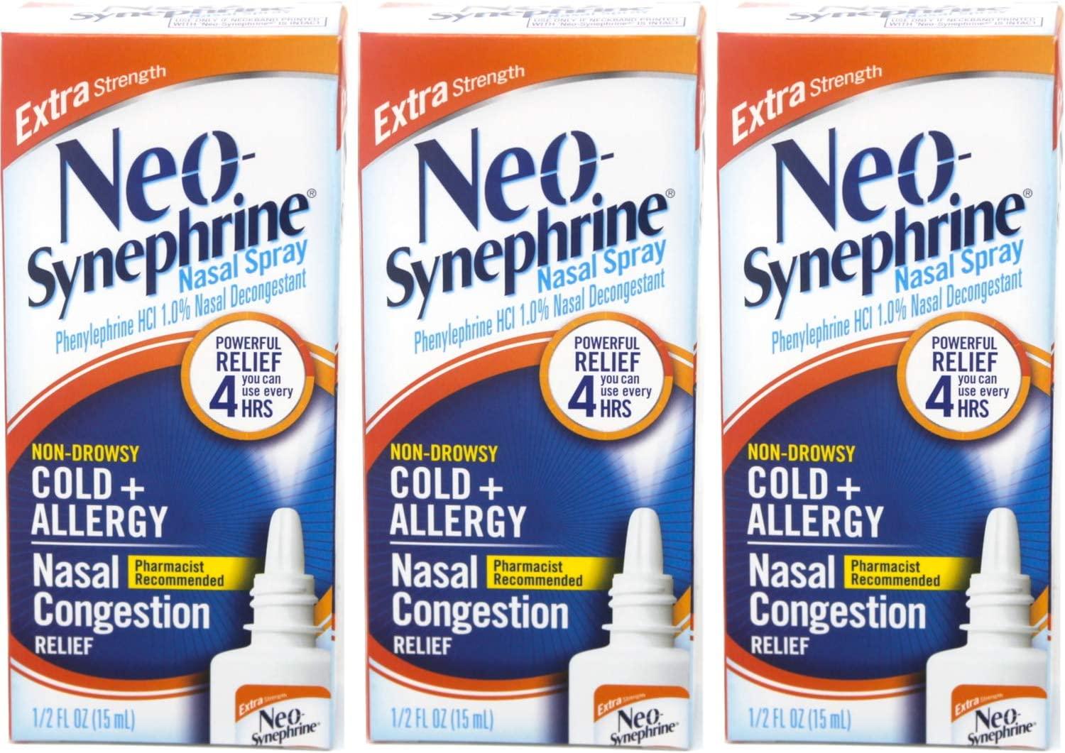 Neo-Synephrine Nasal Spray Extra Strength Formula 0.50oz (Pack of 3 ...