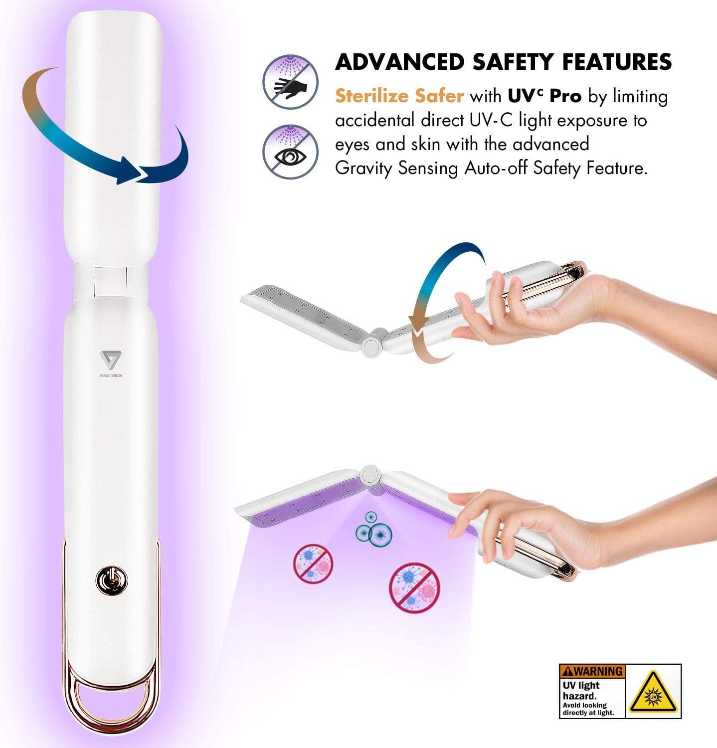Versativ UV-C Sanitizing Wand: Portable Folding UVC Light for 99% Germs & Bacteria Sterilization ...
