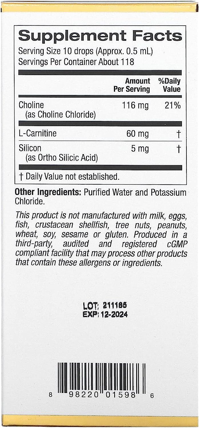 California Gold Nutrition Choline Silica Complex 2 fl oz (59 ml ...