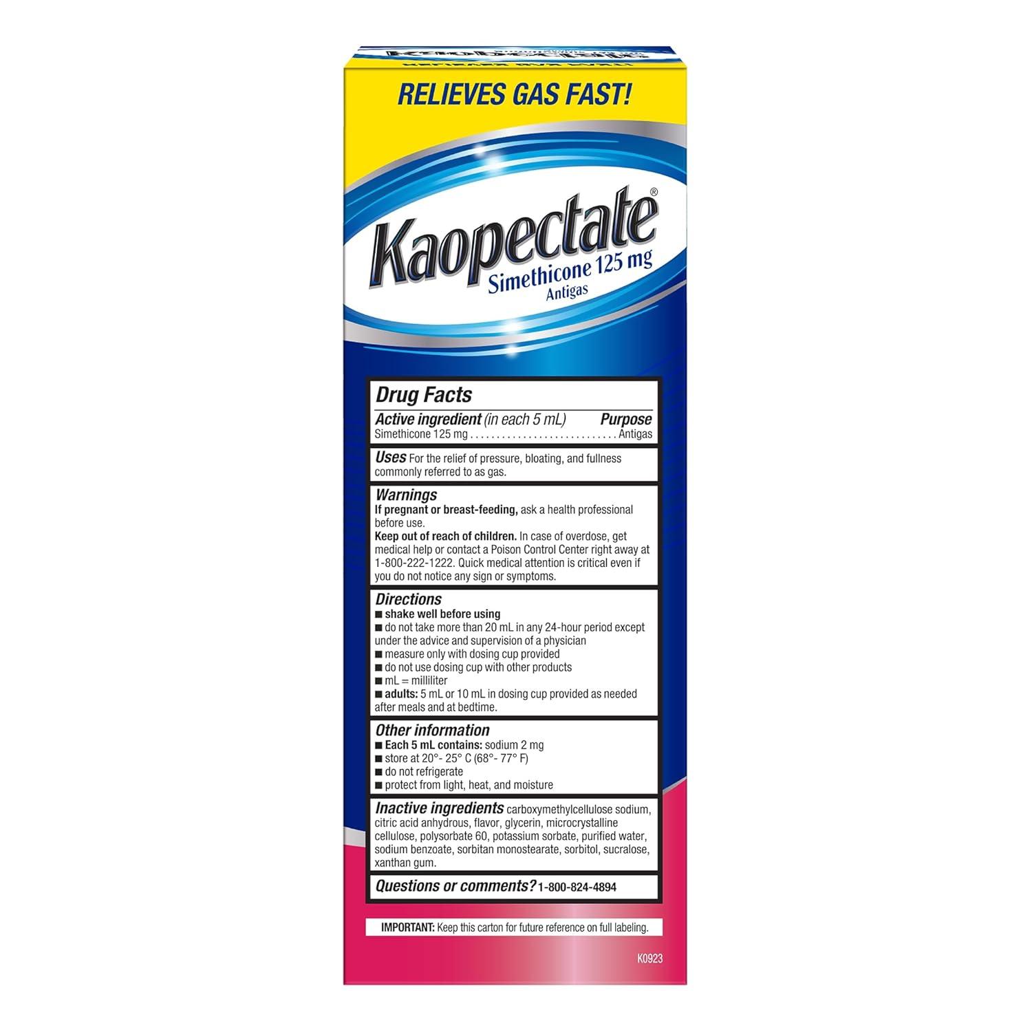 Kaopectate Extra Strength Gas Relief Liquid - Mixed Berry Flavor 8 oz ...