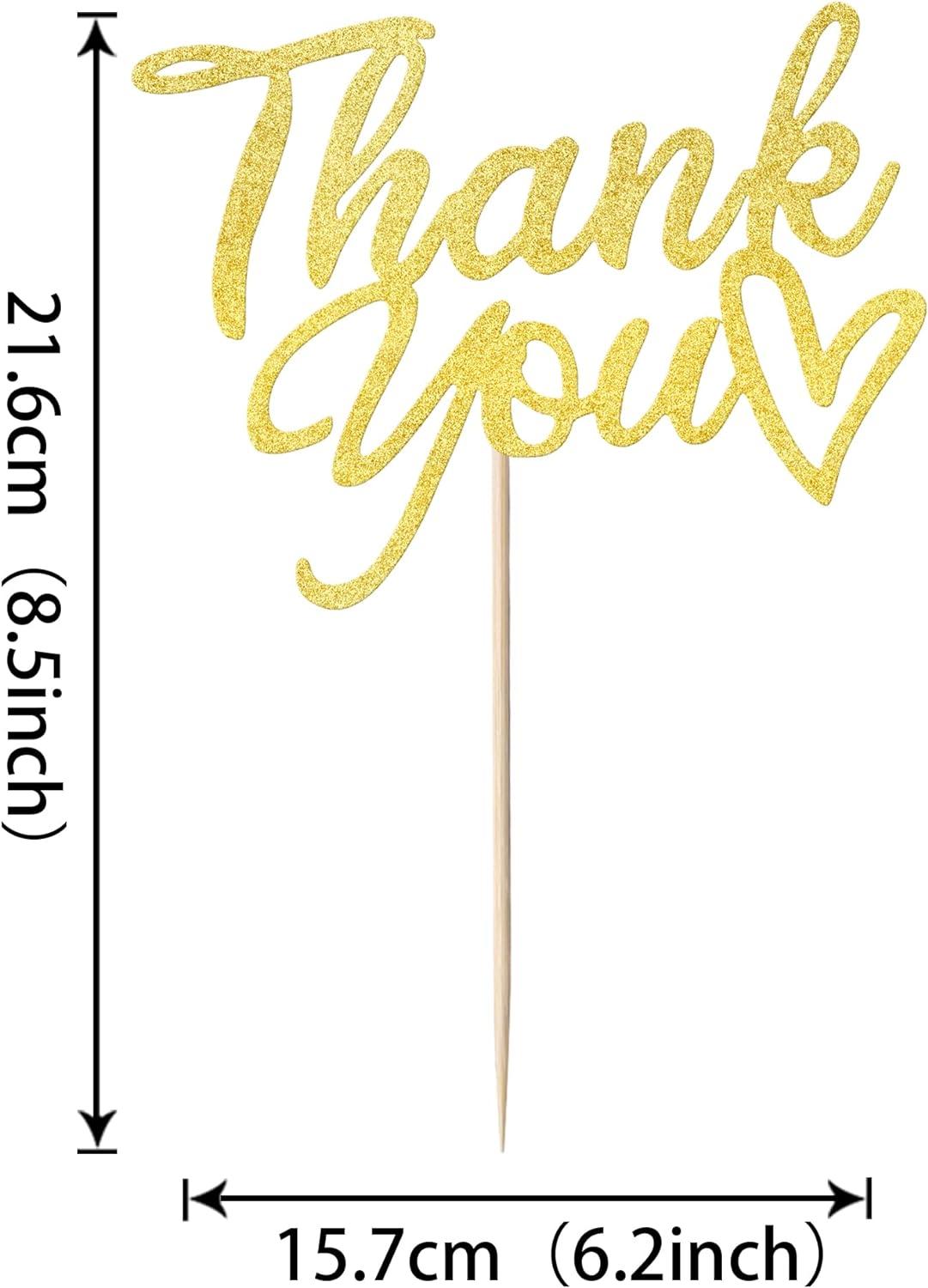 SYKYCTCY 1 Pack Thank You Cake Toppers Glitter Thank You Cake Picks ...