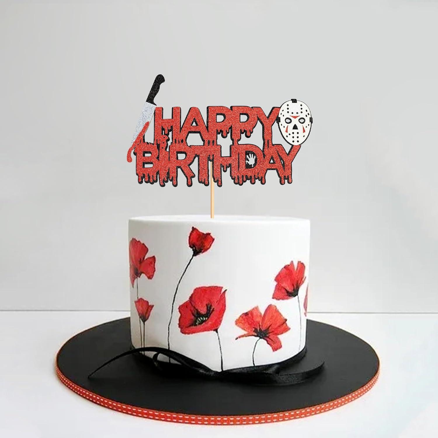 Blumomon 1 Pack Horror Movie Happy Birthday Cake Topper Glitter ...