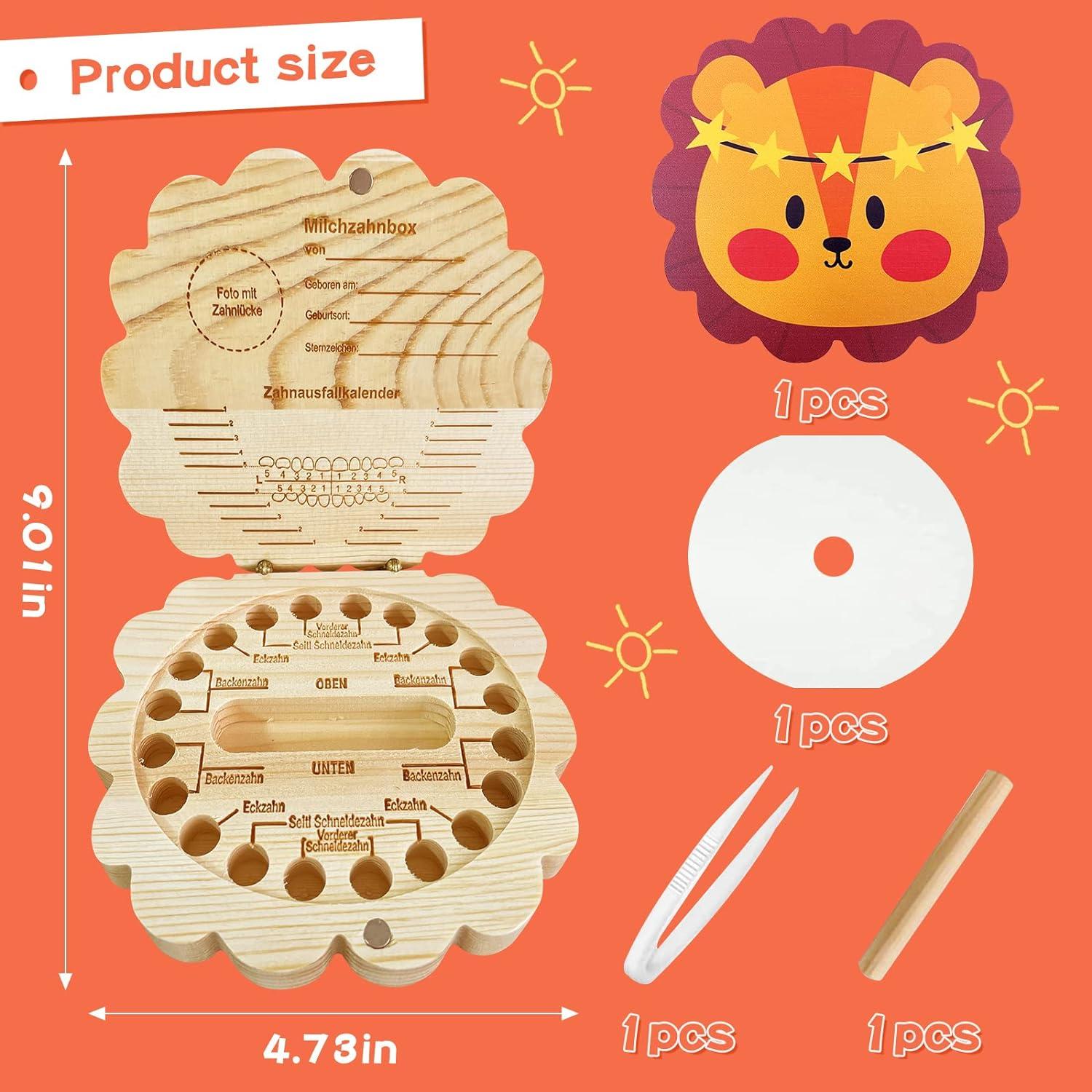 Dazzic Wooden Tooth Box for Milk Teeth | Cute Lion Design | Perfect ...