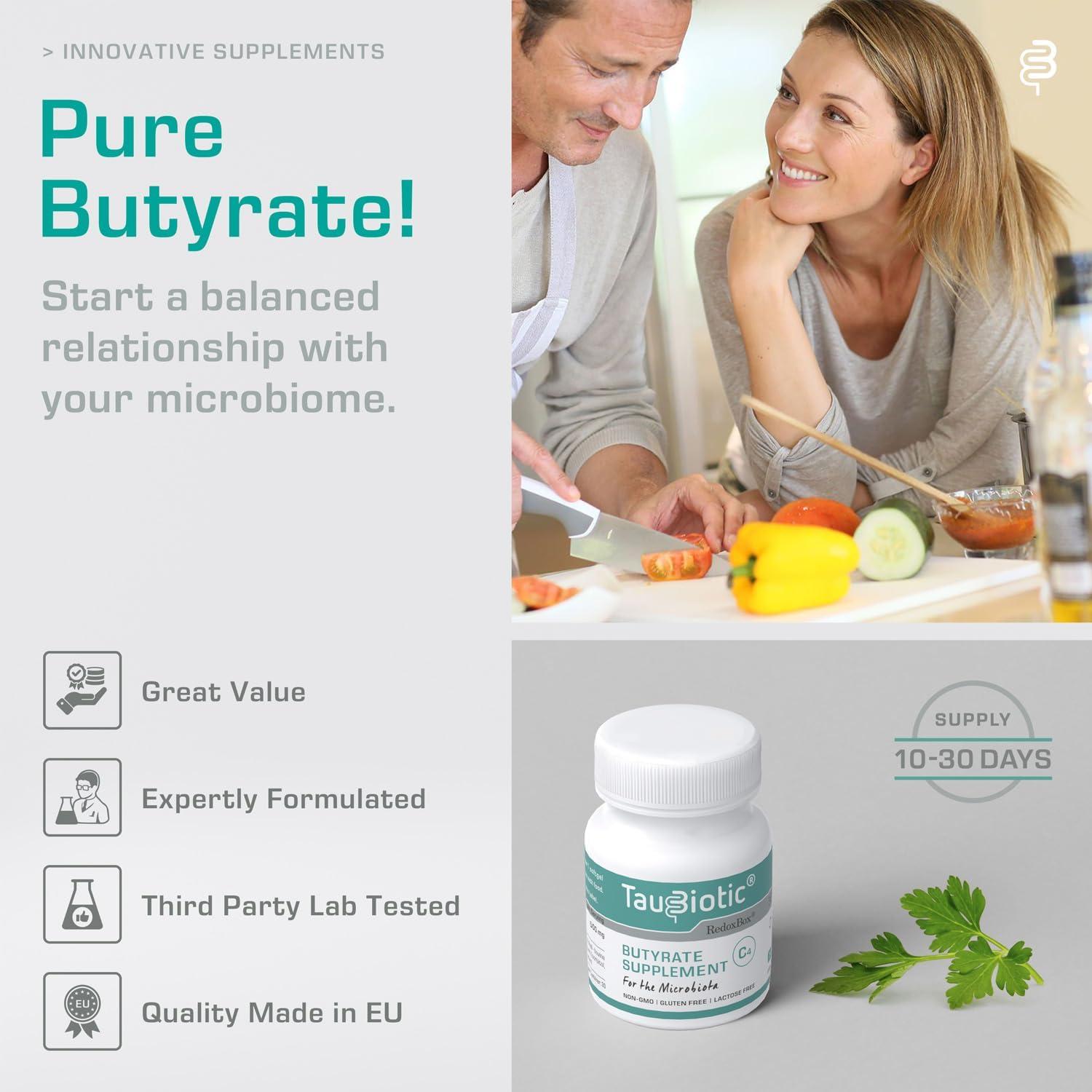 Taubiotic by Redoxbox - Butyrates 500 mg Dietary Supplement for Gut ...