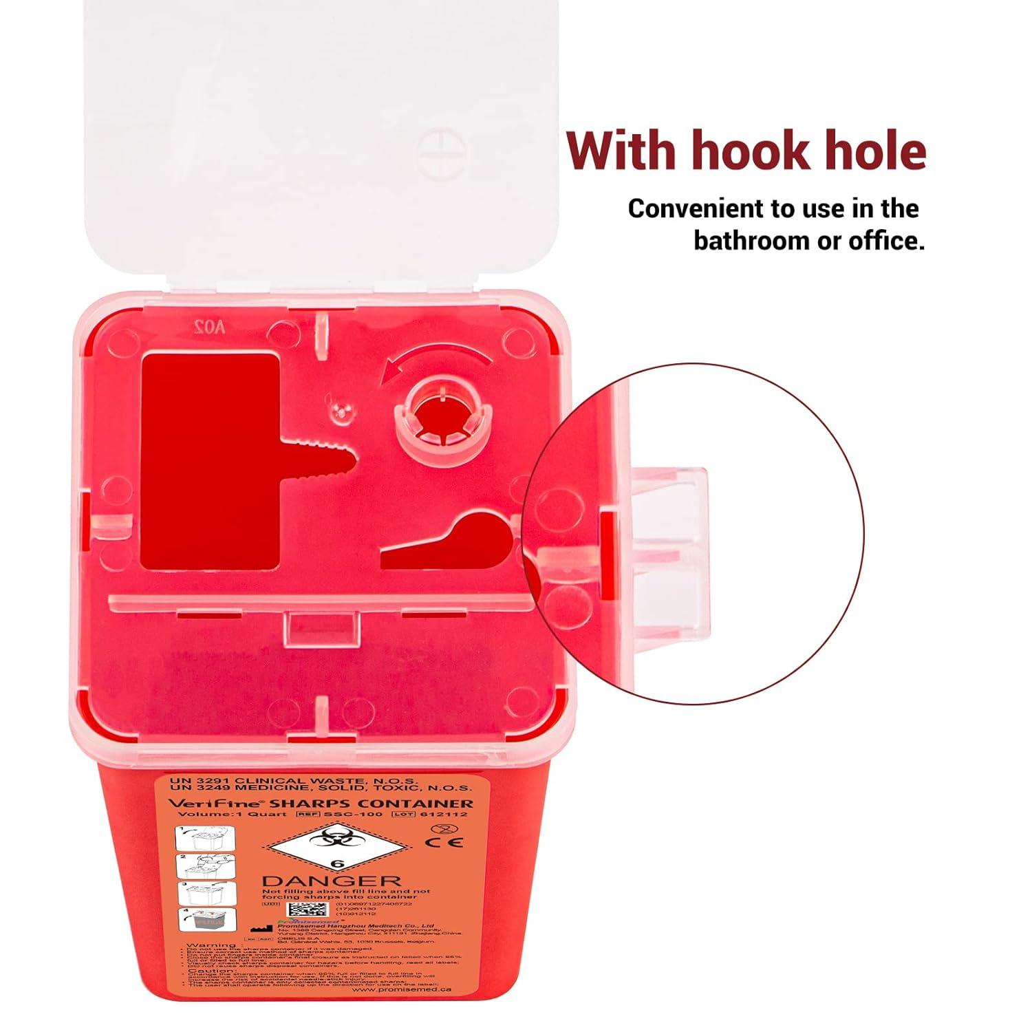 Verifine Sharps Container 1 Quart (Pack of 3) | Needle Disposal ...