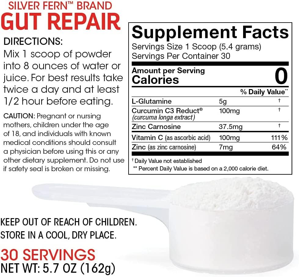 Gut Repair Supplement Powder - L-Glutamine, Curcumin, Zinc & Vitamin C ...