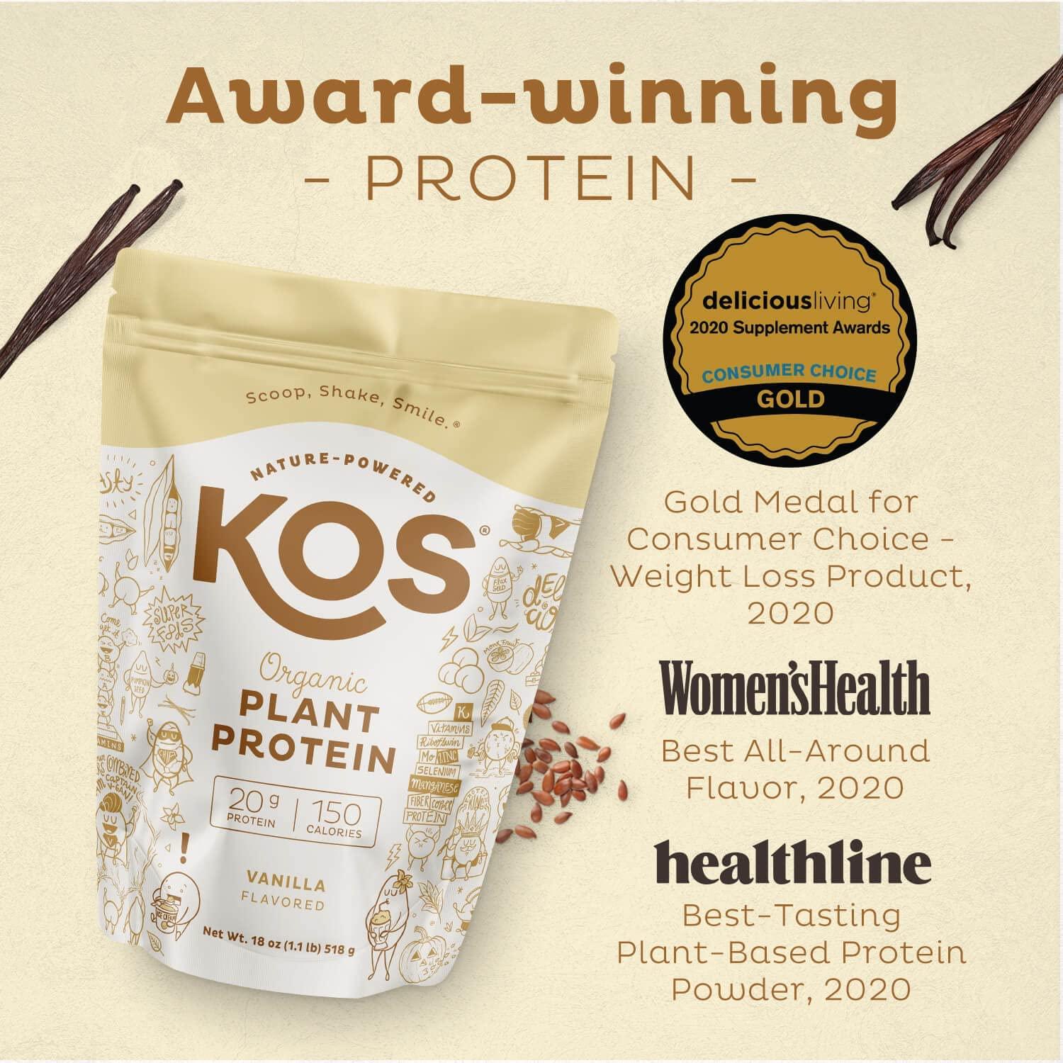 KOS Vegan Protein Powder Vanilla - Organic Plant Based Keto Friendly ...