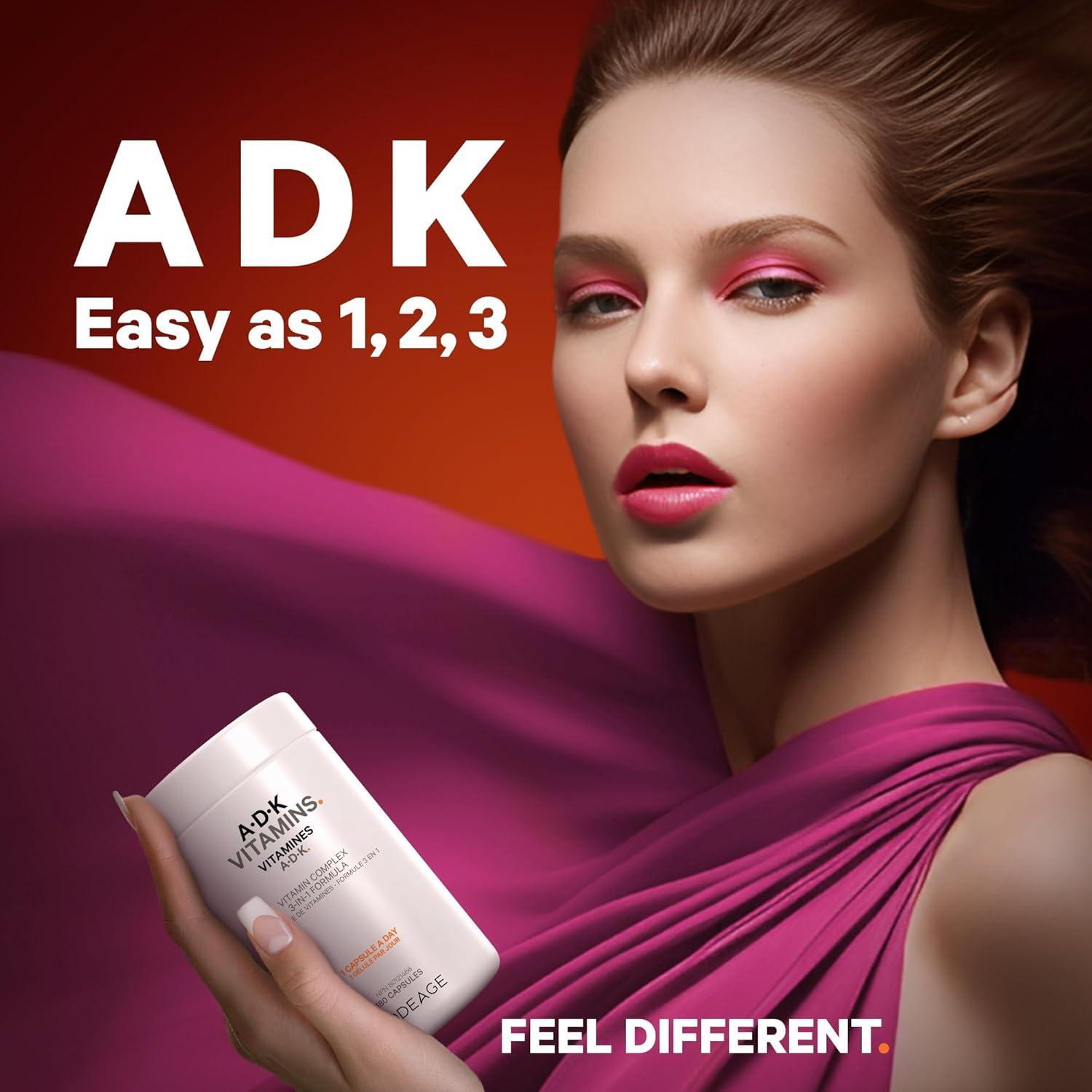 Codeage ADK Vitamin Supplement Vitamin A Vitamin D3 Cholecalciferol Vitamin K1 & K2 (MK4 & MK7 ...